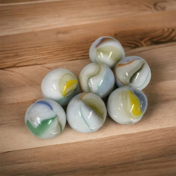 Unbranded | Toys | 7 Shooters Marbles White Blue Yellow Green Orange ...